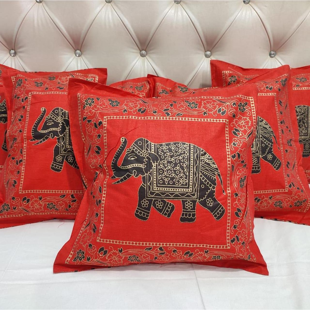 Beautiful Red Indian Elephant Handmade Cushion Cover... - Depop