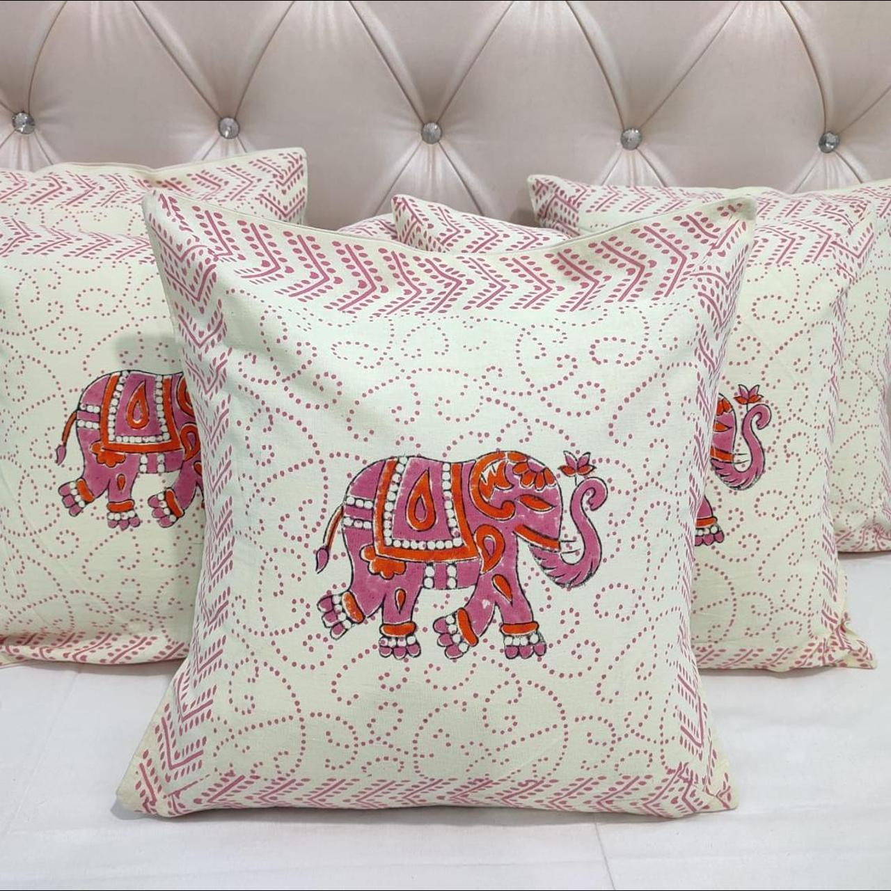 Beautiful Indian Elephant Handmade Cushion Cover Set... - Depop