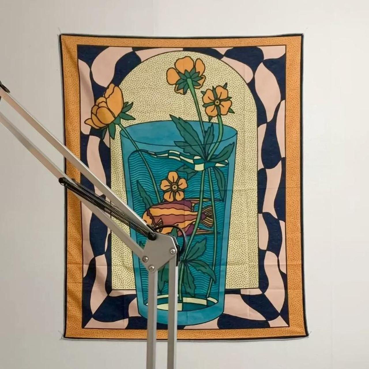 Vintage Style Glass Tapestry Wall Hanging Room... - Depop