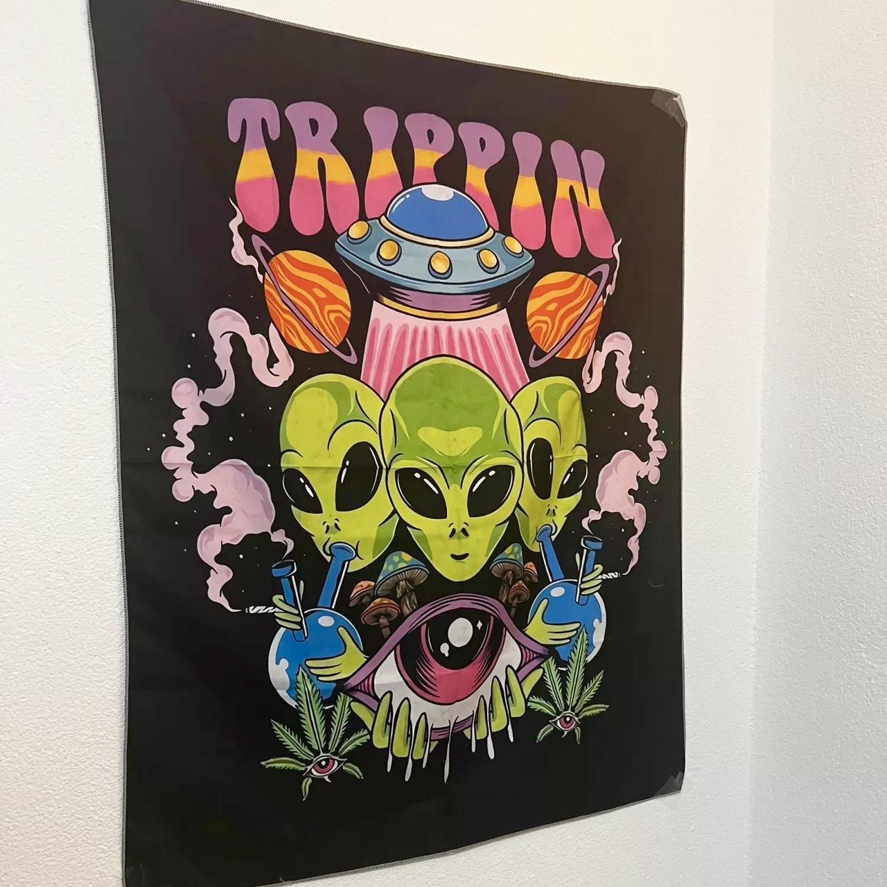 Alien Trippin Tapestry Wall Hanging Room Tapestries... - Depop