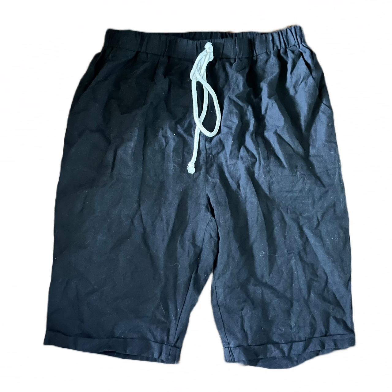 black long shorts with an adjustable waist. the fit... - Depop