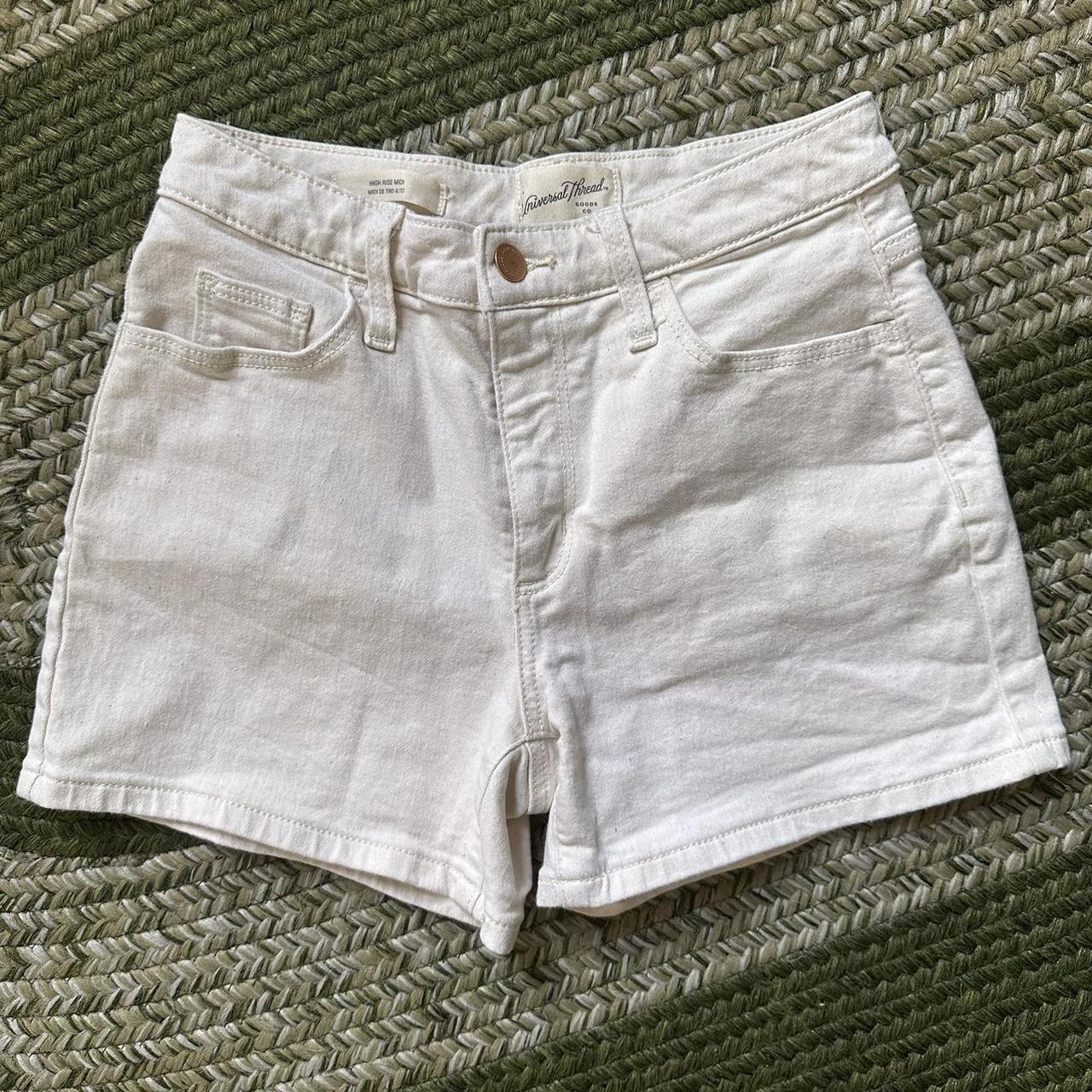 White / cream universal thread shorts Pretty... - Depop