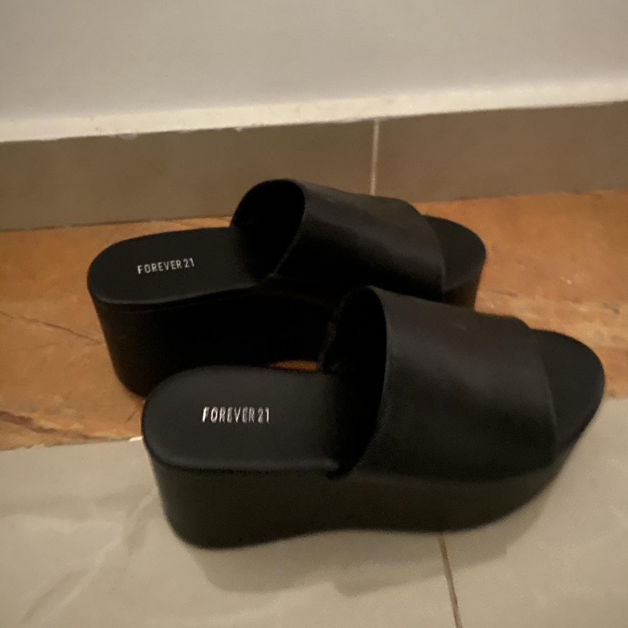 Black Forever 21 wedge sandals. Size 7. - Depop