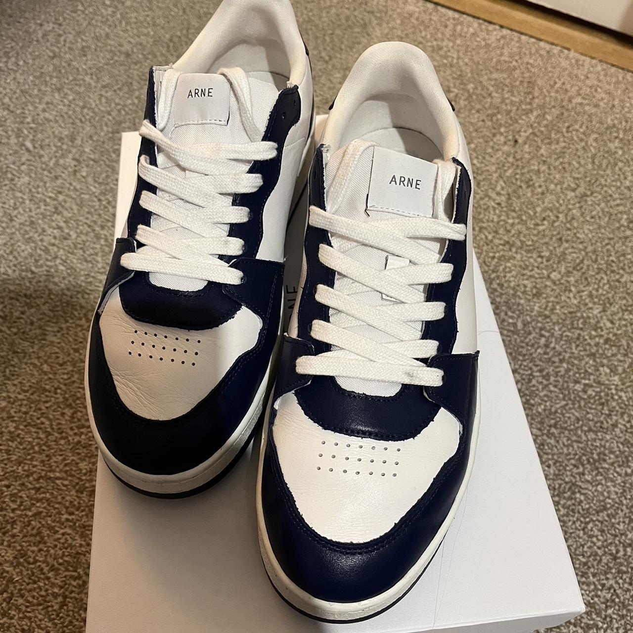 Arne basket trainer. White/Navy. Size UK 8. Worn... - Depop