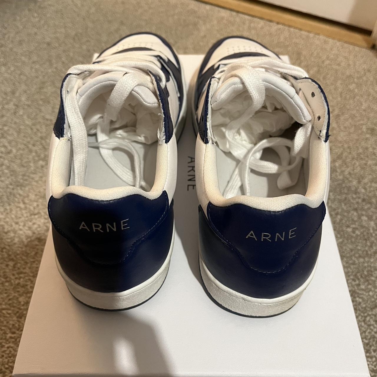 Arne basket trainer. White/Navy. Size UK 8. Worn... - Depop