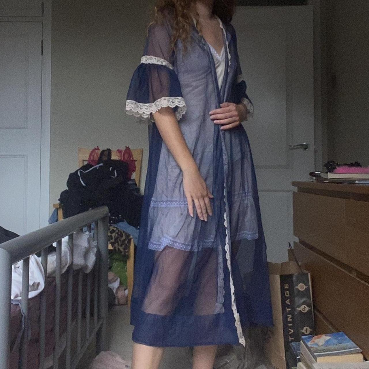 navy sheer mesh night robe it’s a gorgeous lil... - Depop