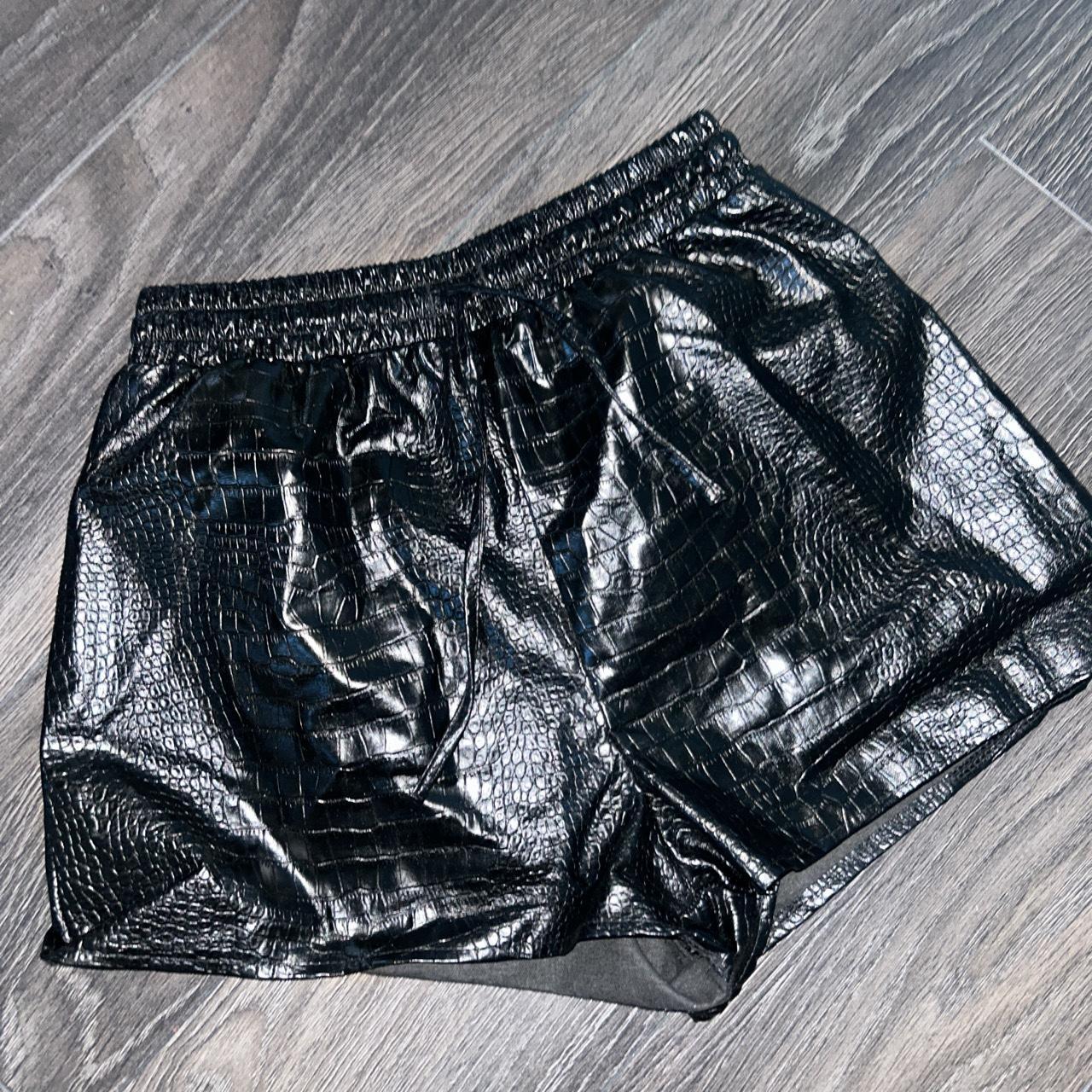 Black croc shorts , never worn, going out - Depop