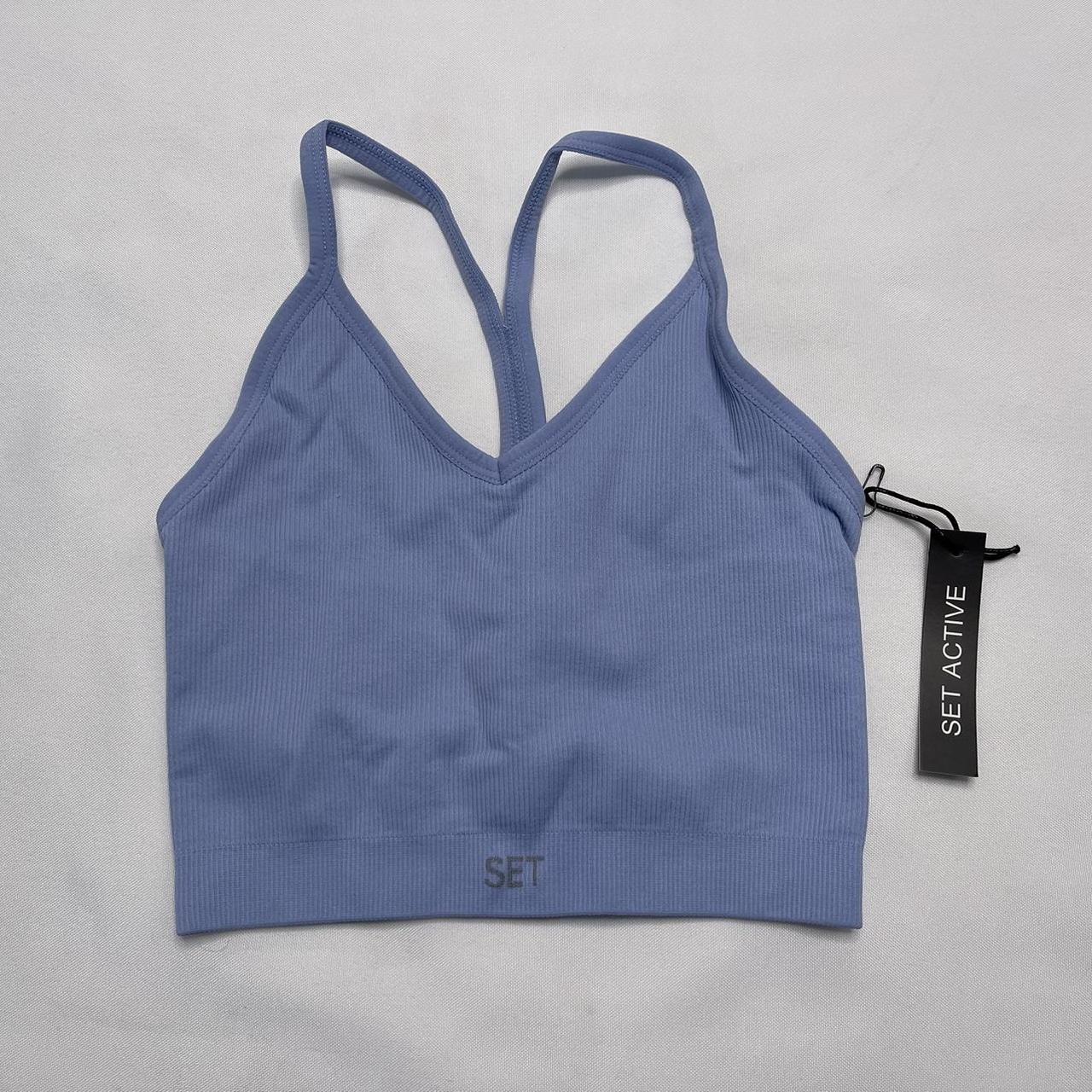 blue lagoon set active scupltflex ribbed v racer... - Depop