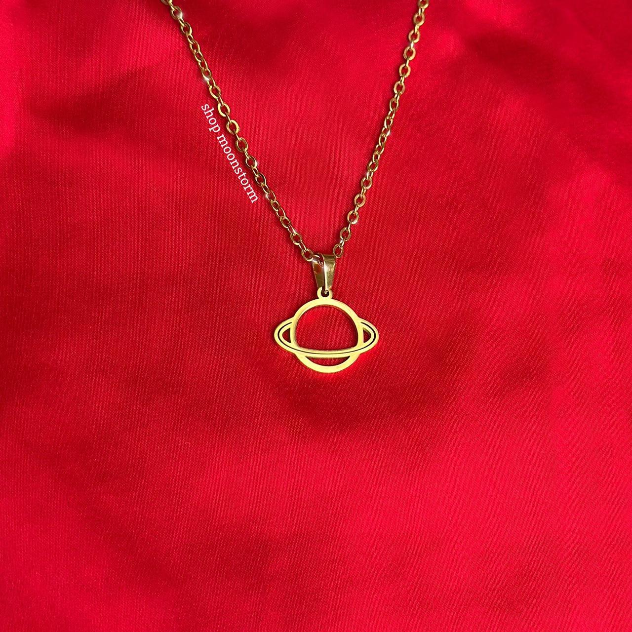 NEW gold rings of saturn necklace ⭐️ - Stainless... - Depop