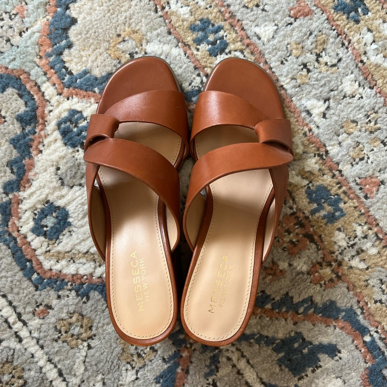 Cute, brown, heeled sandals! Perfect for summer!... - Depop