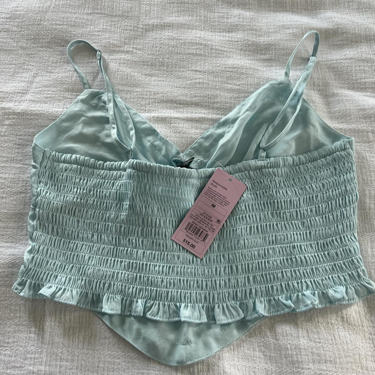 Light Blue lace cami with adjustable straps - never... - Depop