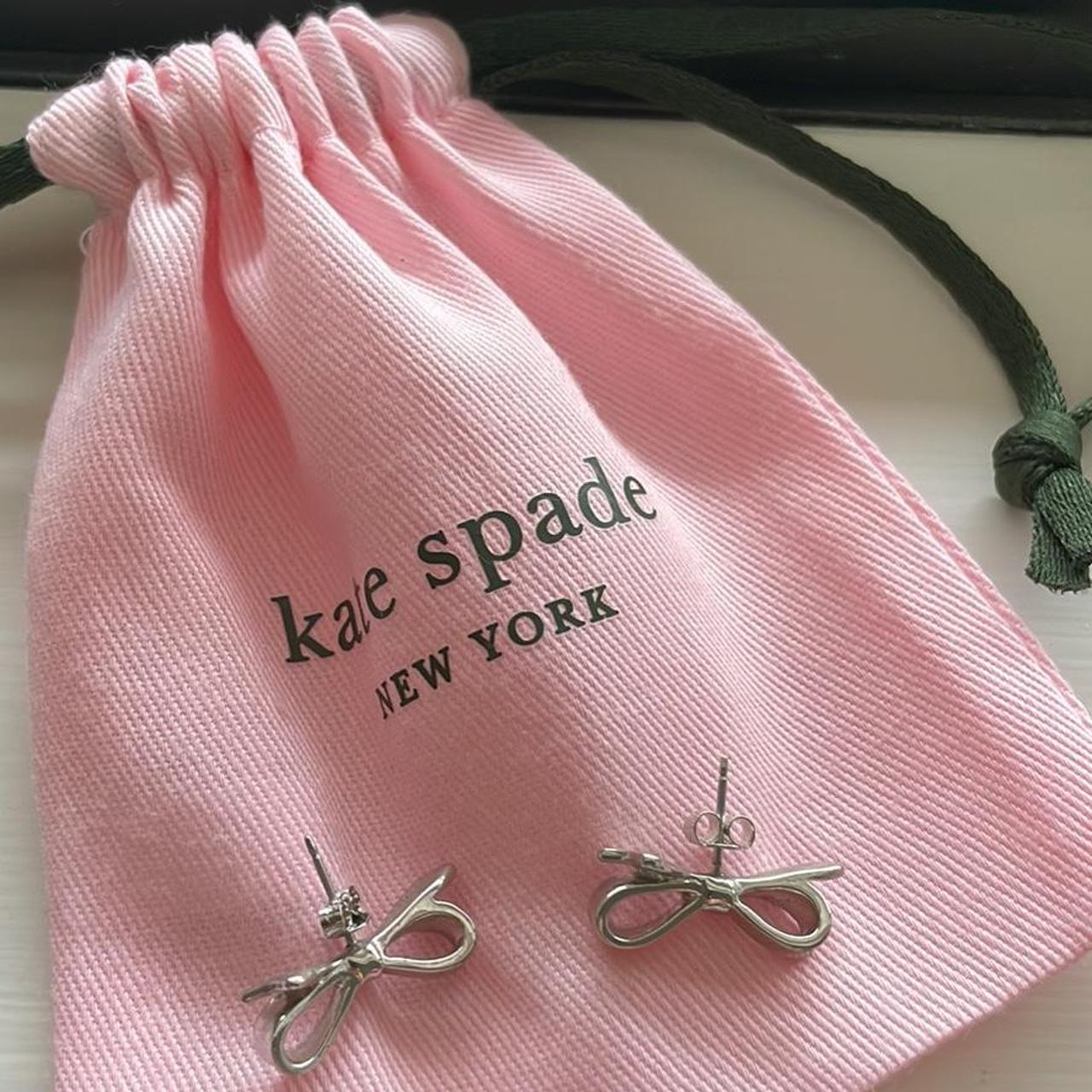 Kate Spade New York Silver ribbon bow earrings - Depop