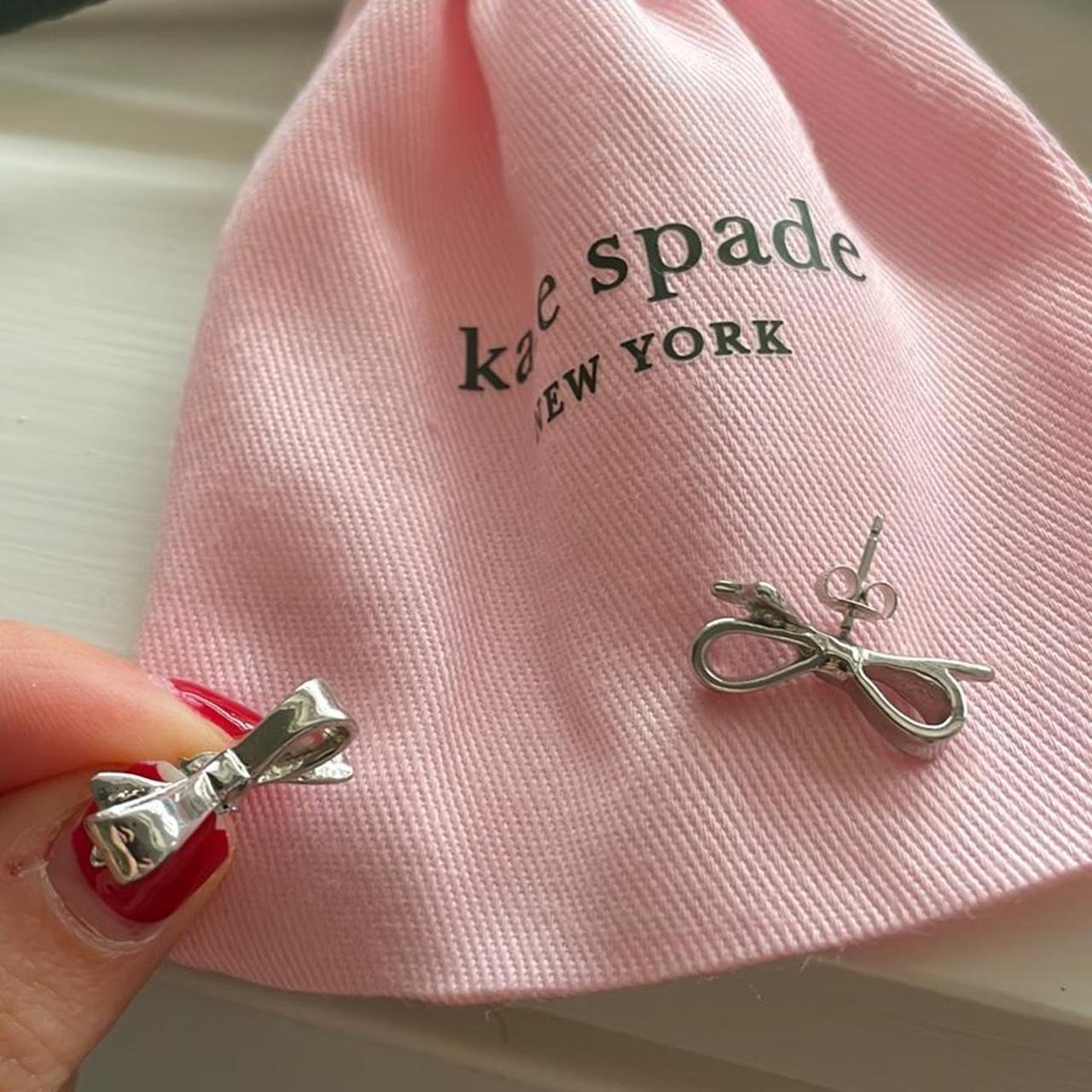 Kate Spade New York Silver ribbon bow earrings - Depop