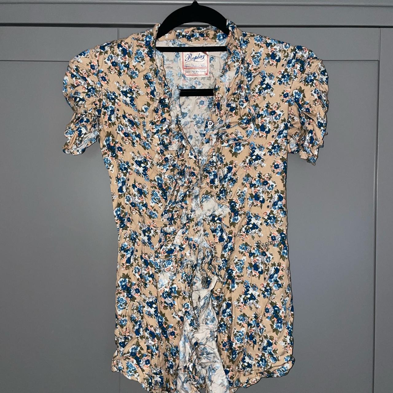 Replay button up blouse- super soft Size- Small NO... - Depop