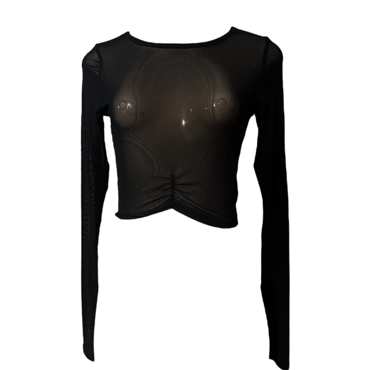 Black sheer mesh long sleeve Lots of stretch Comfy... - Depop