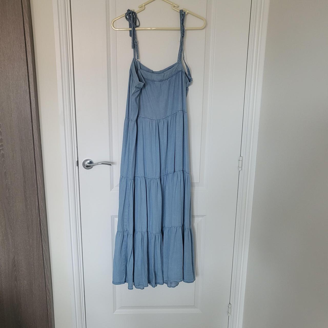 Primark denim look blue tiered maxi dress Brand new... - Depop