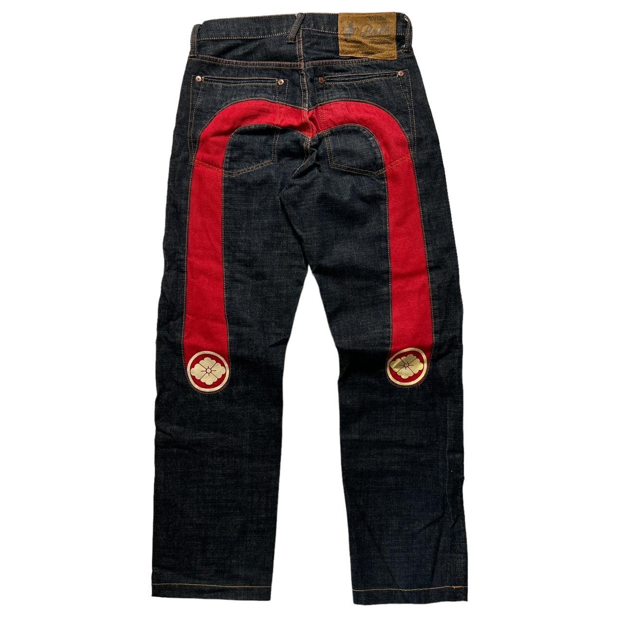 Baggy Evisu Jeans Size 30 Evisu red daicock... - Depop