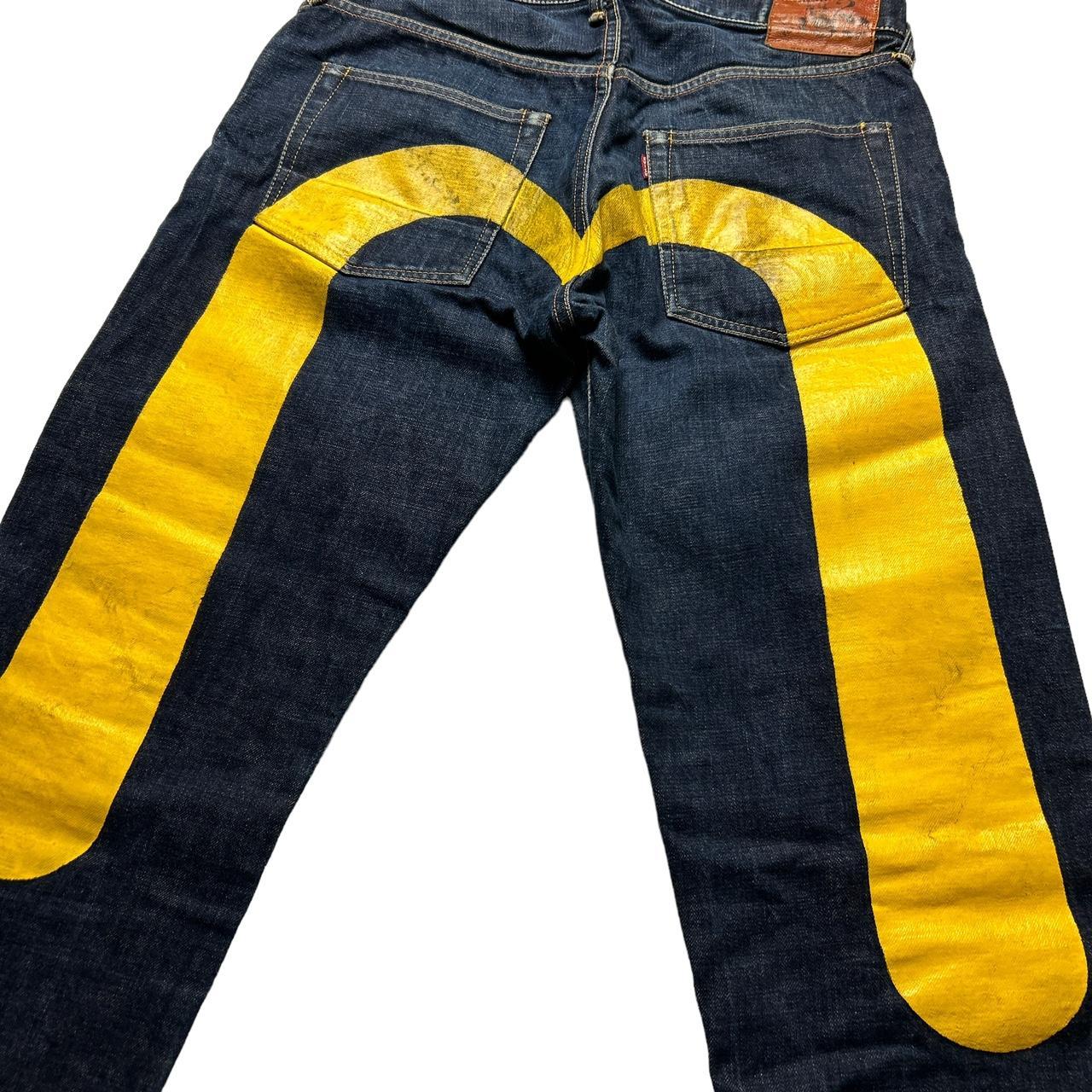 Baggy Evisu Jeans Size 35 Evisu yellow daicock... - Depop