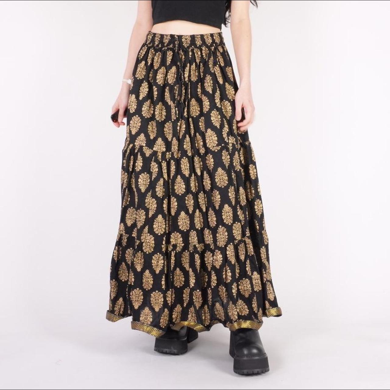Women's Black and Gold Skirt | Depop
