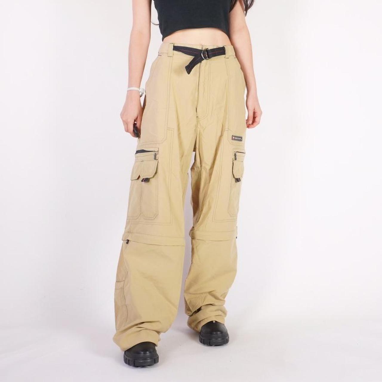 90s brown baggy cargo pants Brand: sideout, nylon... - Depop