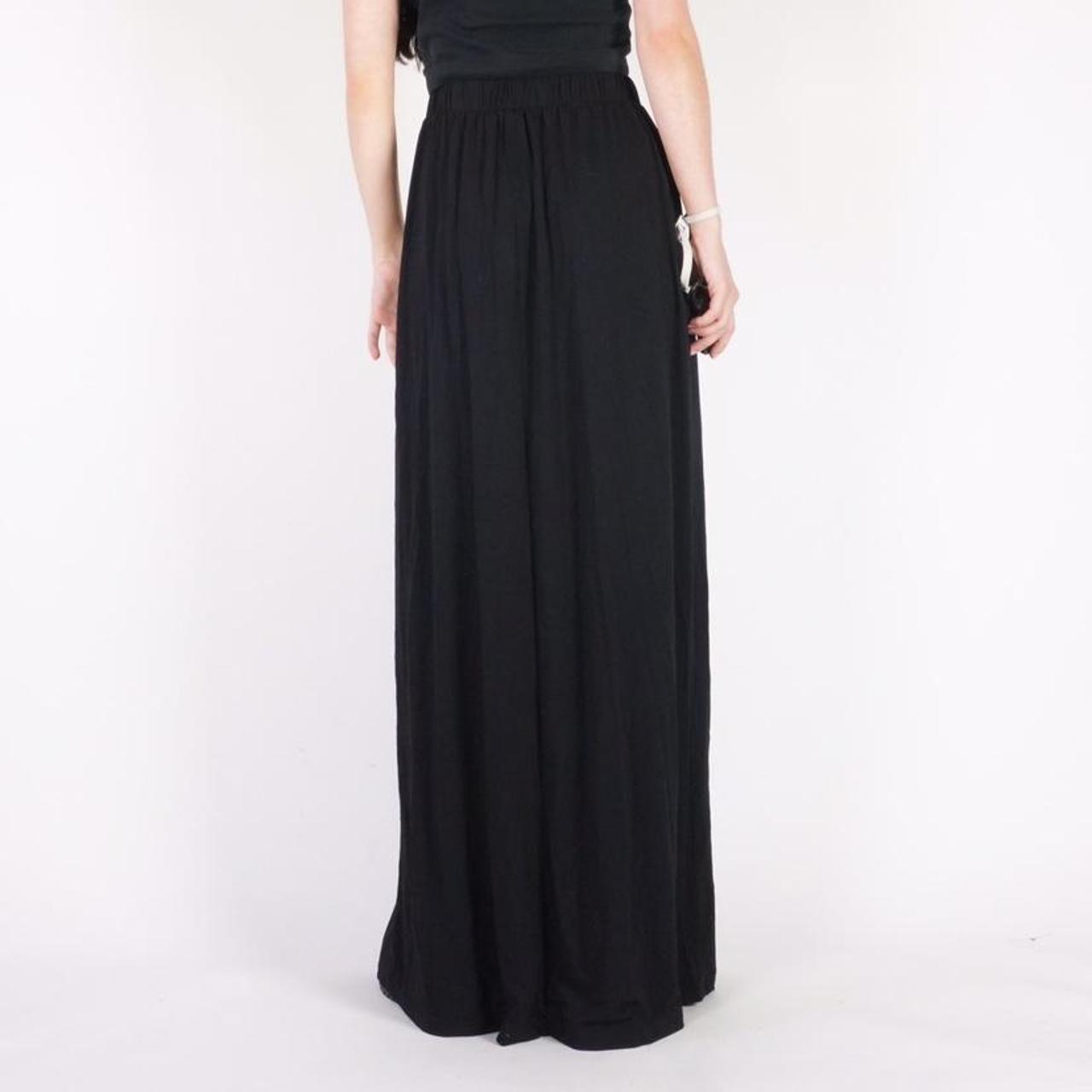 Y2k black stretch maxi skirt Brand: jack, rayon... - Depop