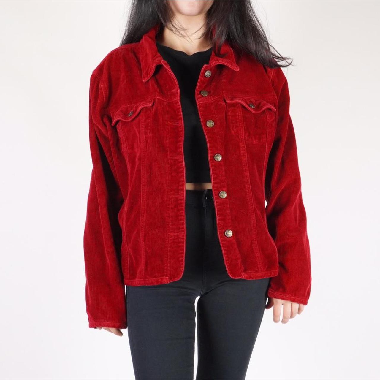 90s red corduroy jacket Brand: ami, cotton... - Depop