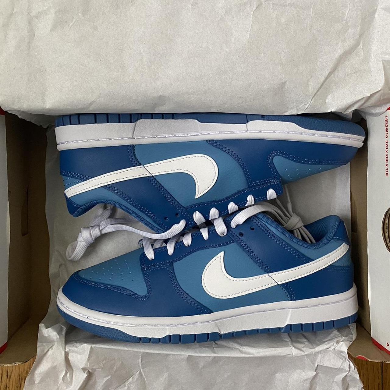 Completely new and unworn blue Nike dunks Women’s 8.5 - Depop