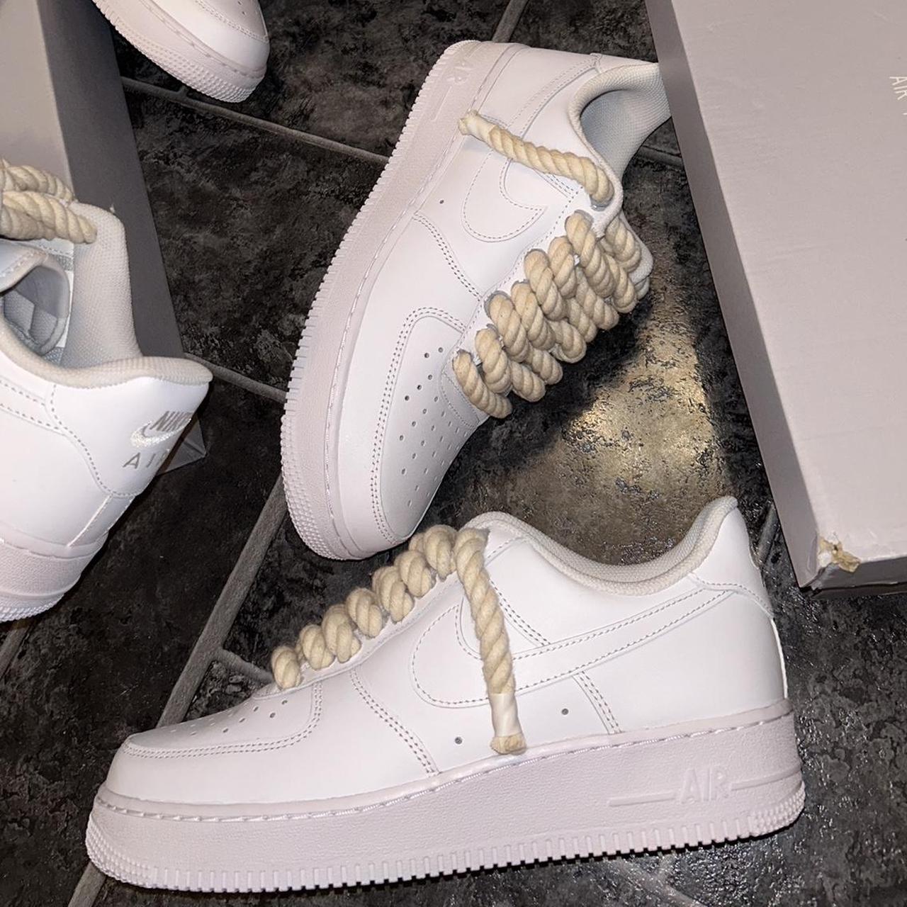 Nike Air force 1 rope lace custom uk 8 brand new in... - Depop
