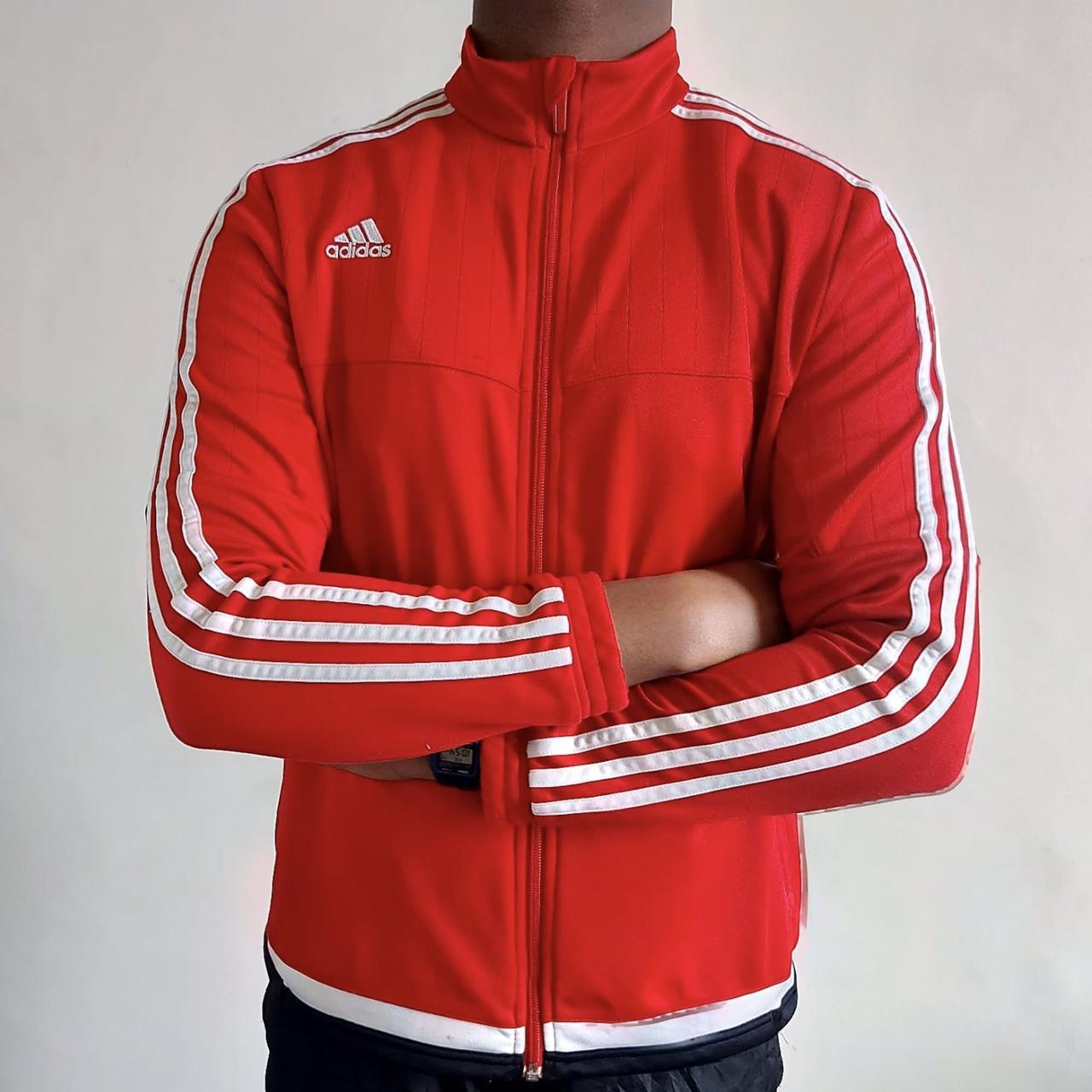 Adidas Track Jacket Red Small Black Activewear... - Depop
