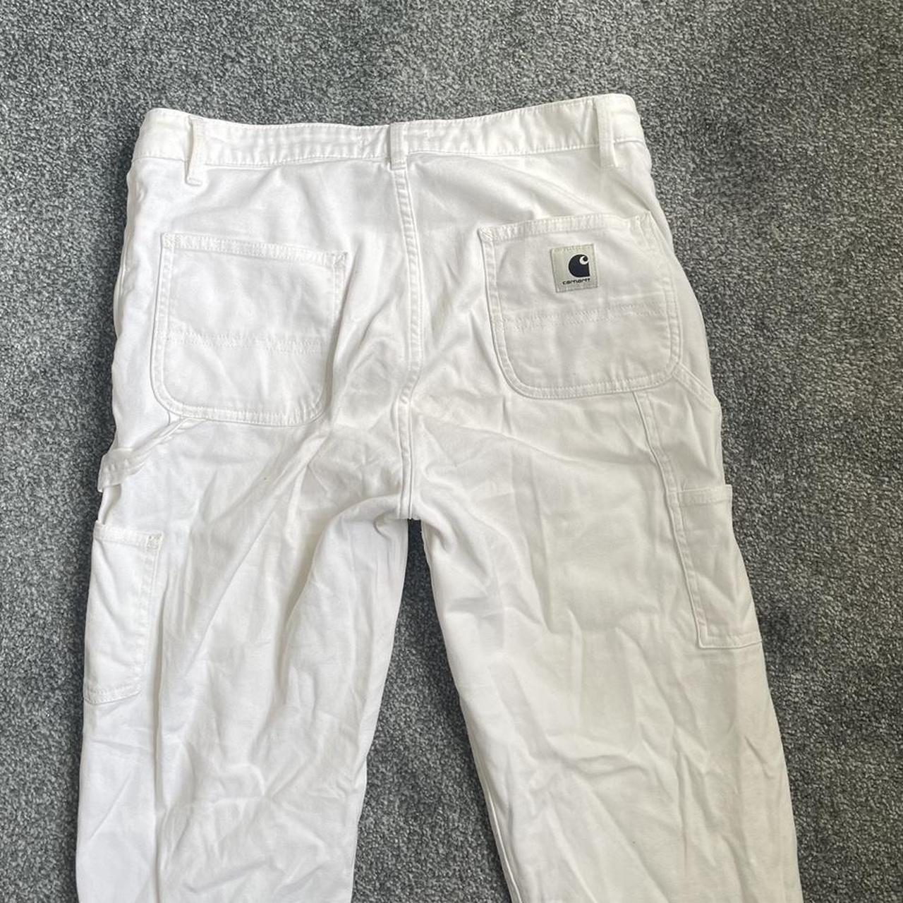 Carhartt white cargo style jeans w26 signs of wear... - Depop