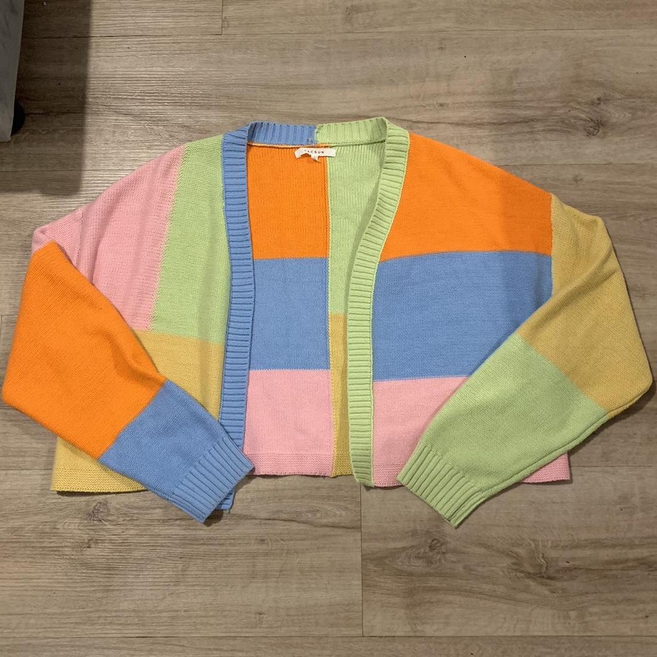 🥜PACSUN🥜 🔆Pacsun 80s style multicolour knitted... - Depop