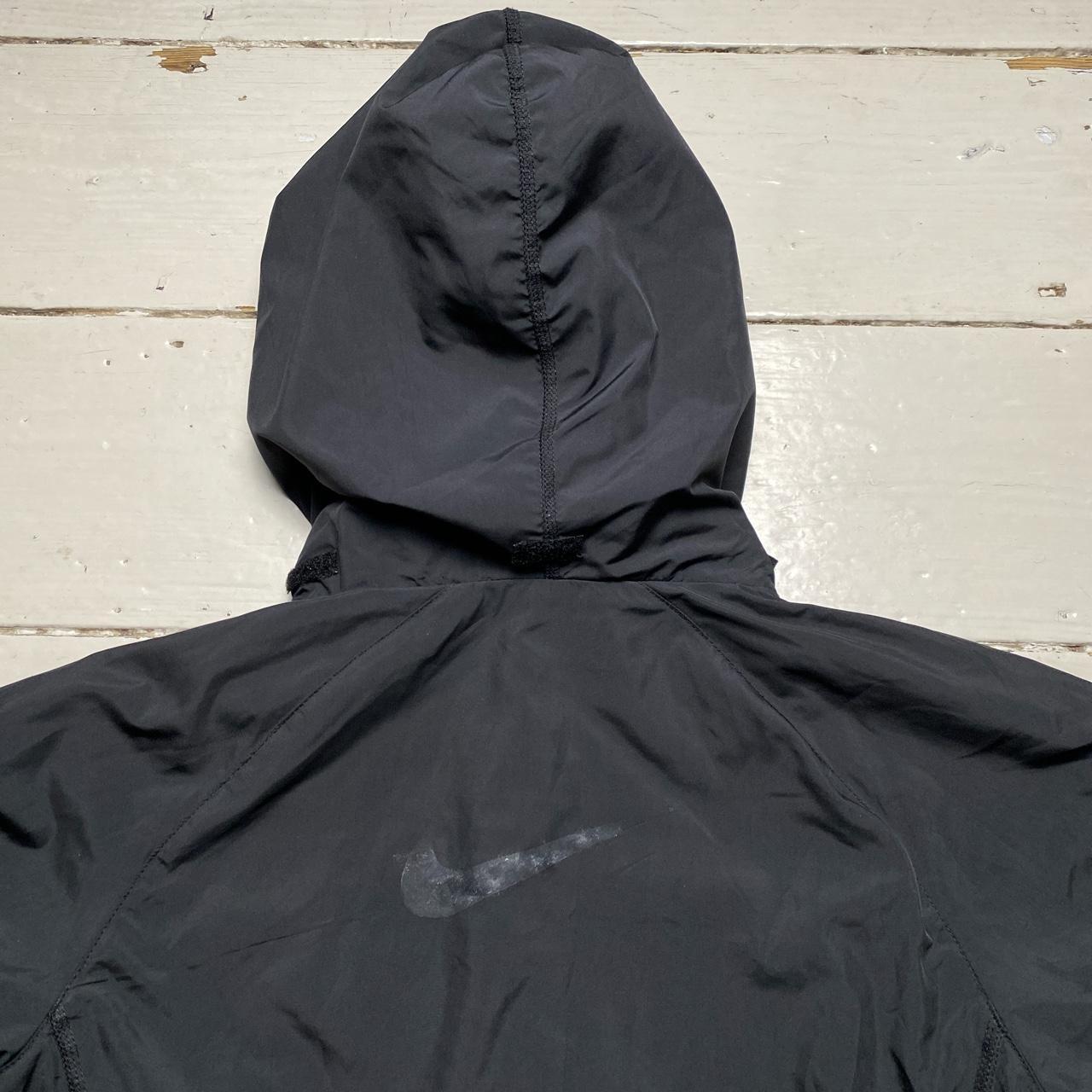 Nike Swoosh Vintage Running Jacket Black and White... - Depop