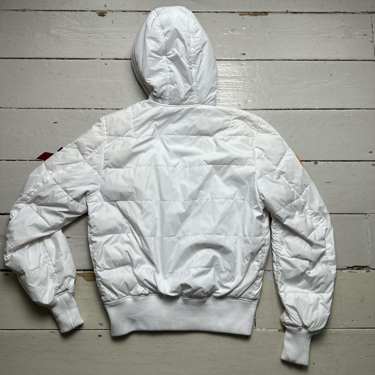 Alpha Industries Men's White and Blue Coat | Depop