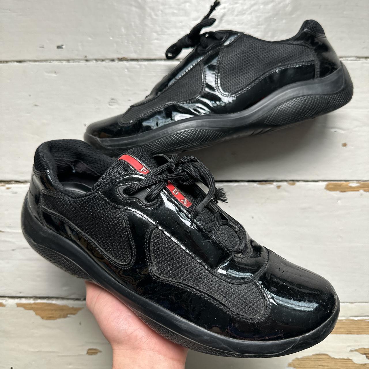 Prada Men's Black and Red Trainers | Depop
