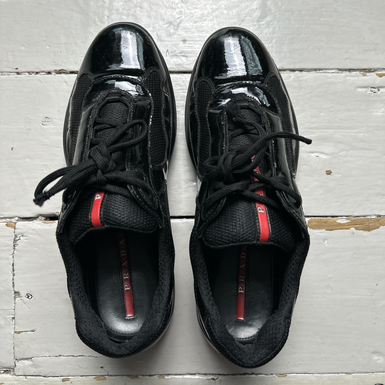 Prada Men's Black and Red Trainers | Depop