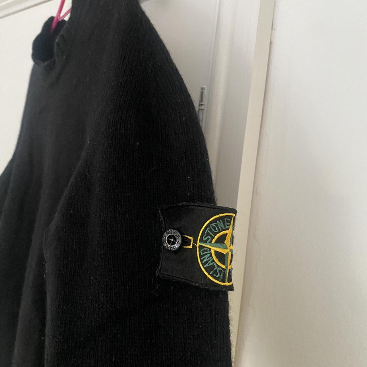 Black stone island knit jumper. Size small.... - Depop
