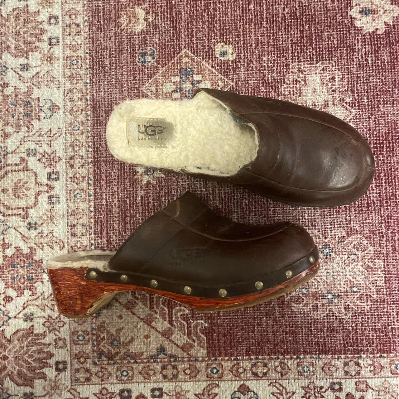 Beautiful vintage button toed UGGS wooden clogs in... - Depop