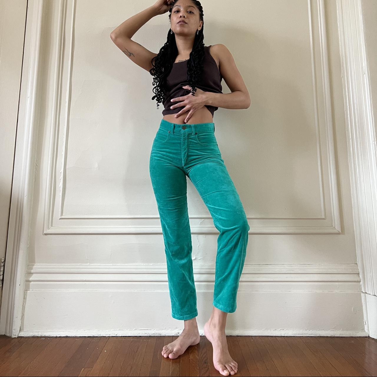 Vintage Fiorucci “safety jeans”. Green, soft, and... - Depop