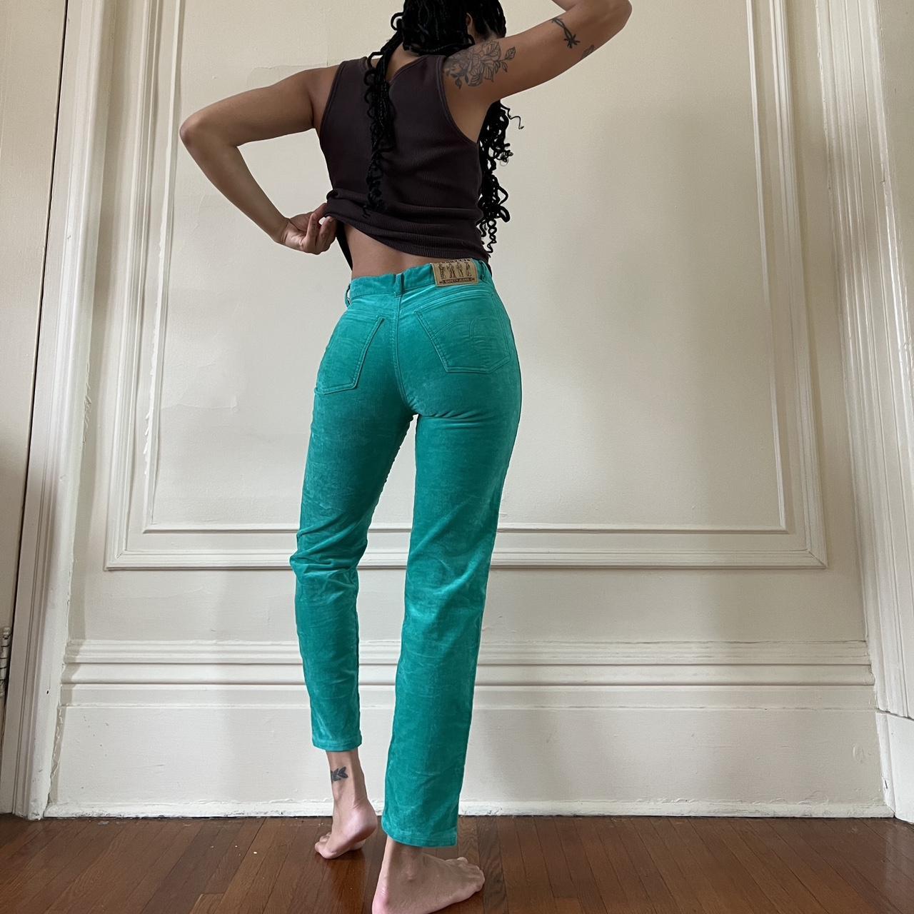 Vintage Fiorucci “safety jeans”. Green, soft, and... - Depop