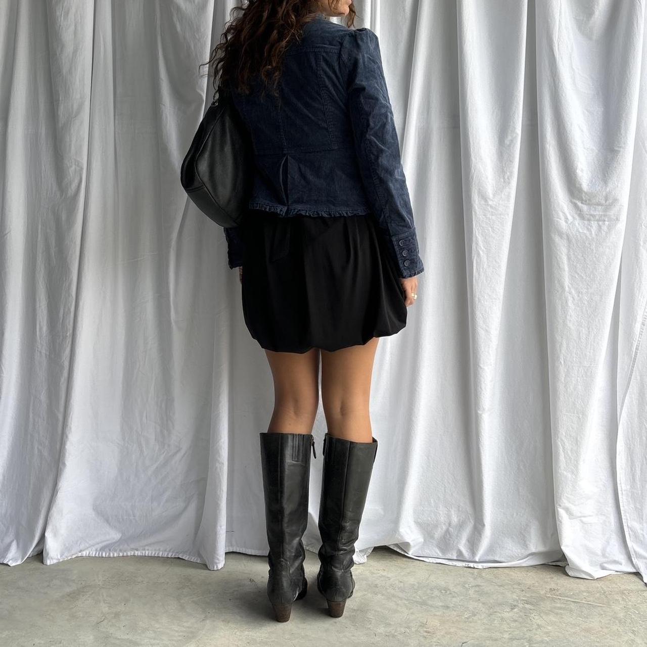 Y2K Navy blue button up corduroy jacket military... - Depop