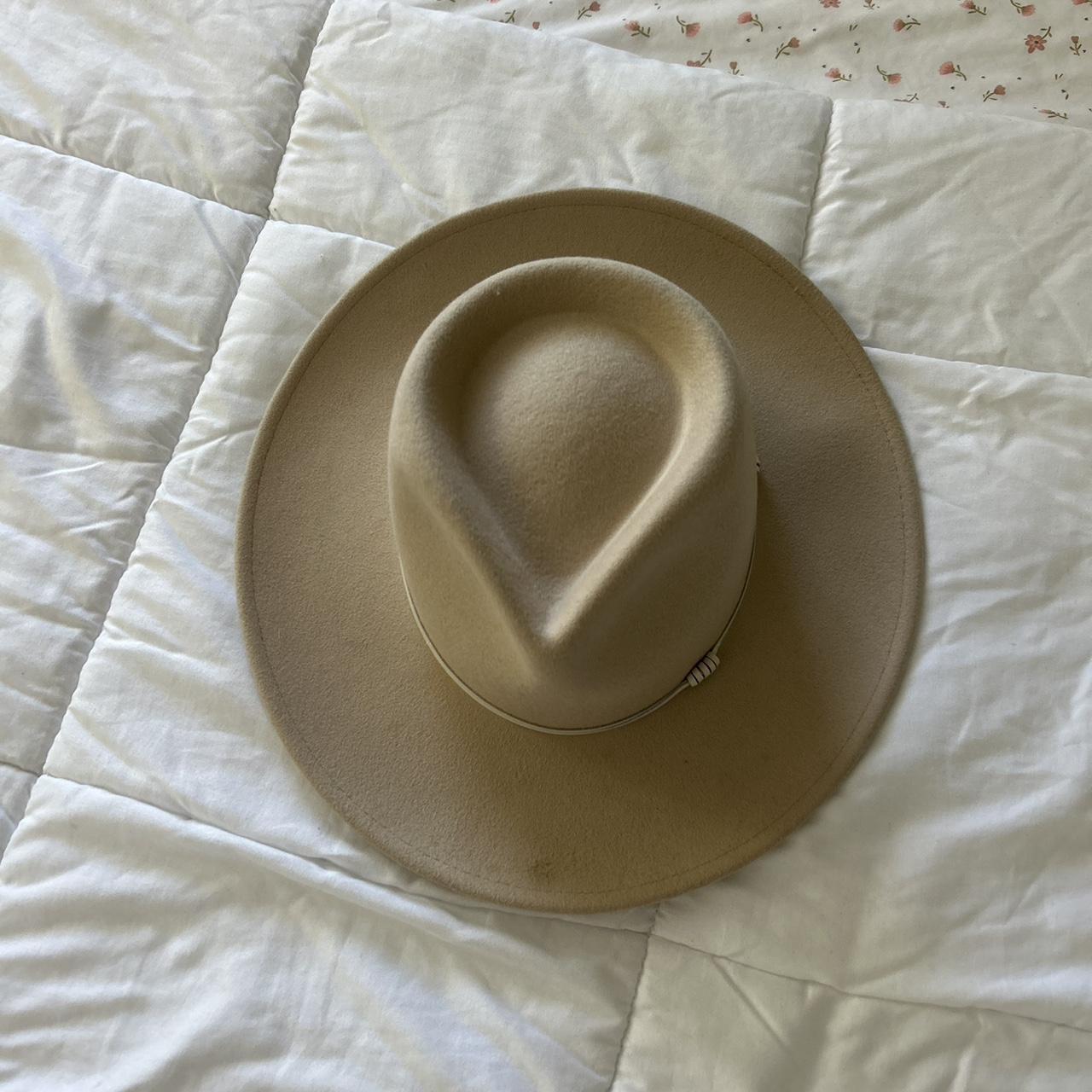 Anthropologie Flat brimmed tan hat. - Depop