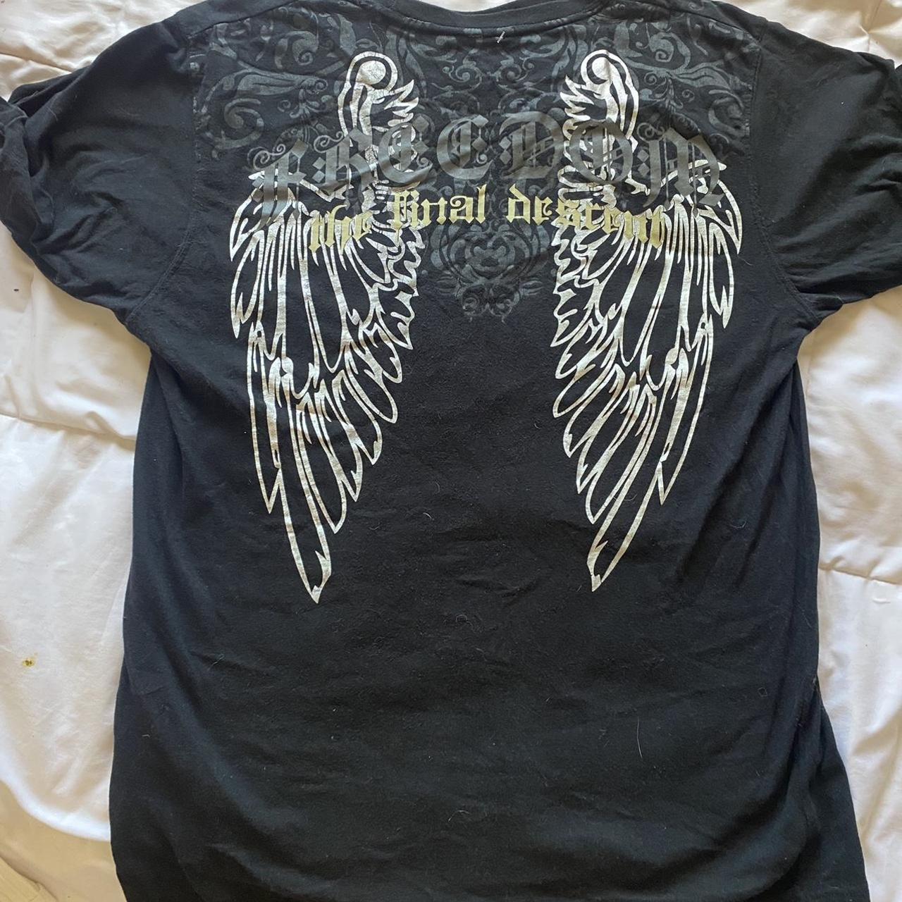 Graphic y2k emo “the final descent” shirt with sick... - Depop