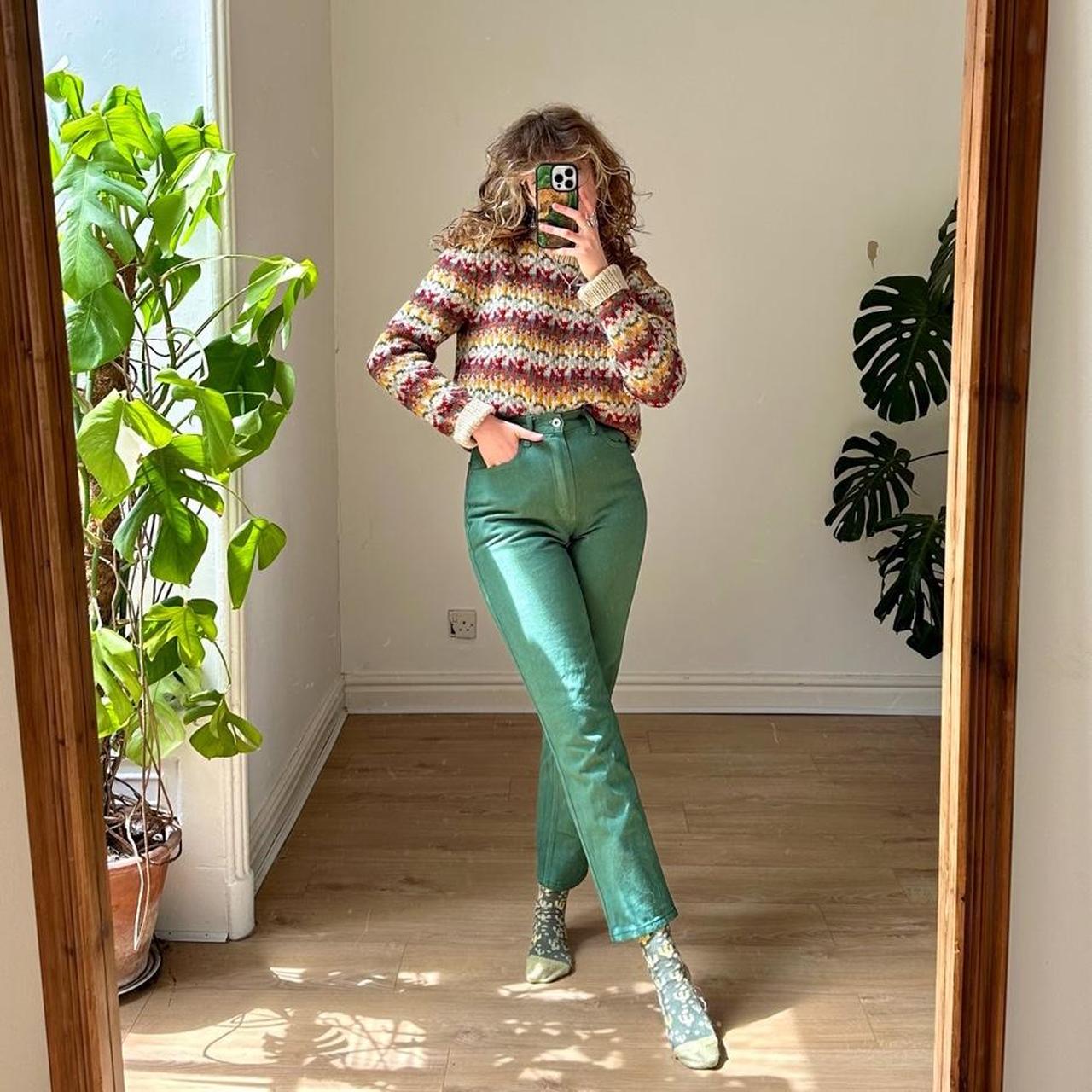 Super quality vintage 1990s forest green high... - Depop