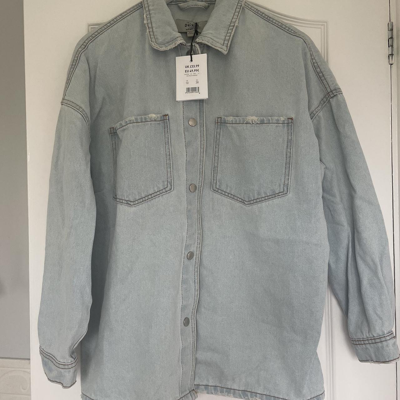 New Look pale blue denim Shacket size 10 Brand new - Depop