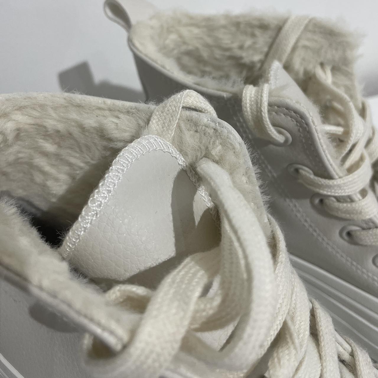 Primark Beige Hi Top Trainers Size 3 Worn once or... - Depop