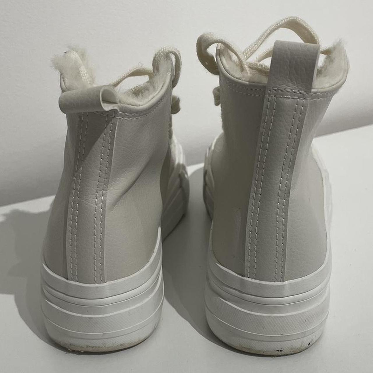 Primark Beige Hi Top Trainers Size 3 Worn once or... - Depop