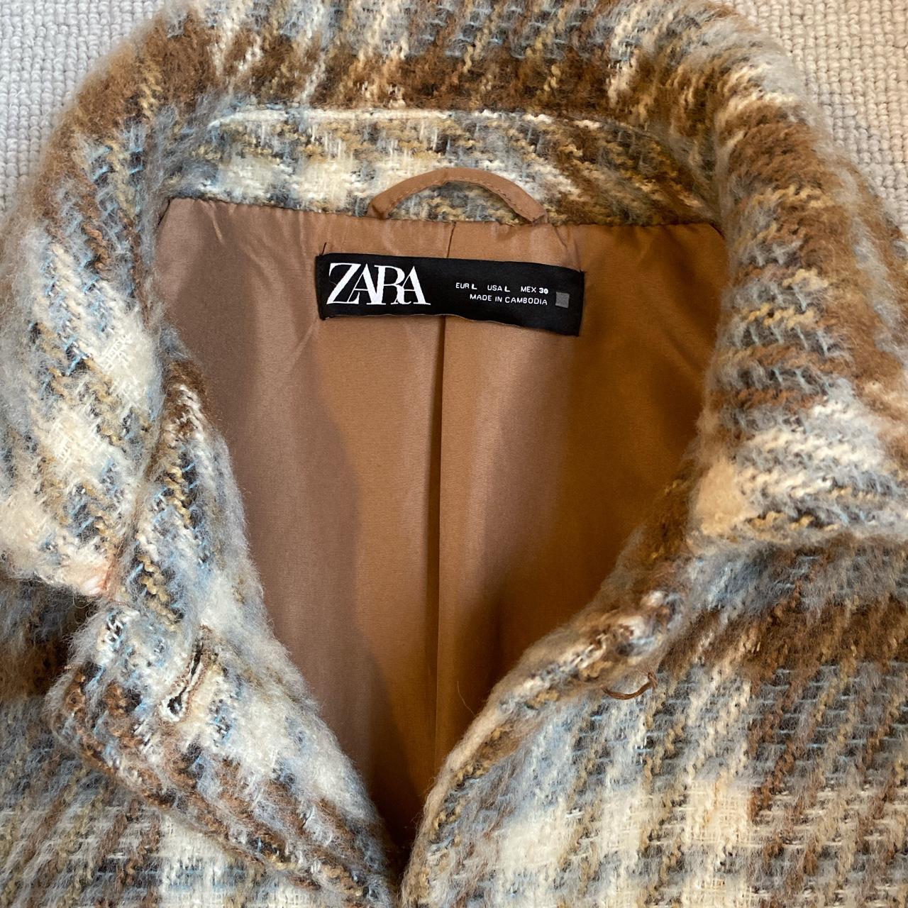 Zara checked shacket Gorgeous brown, blue and cream... - Depop