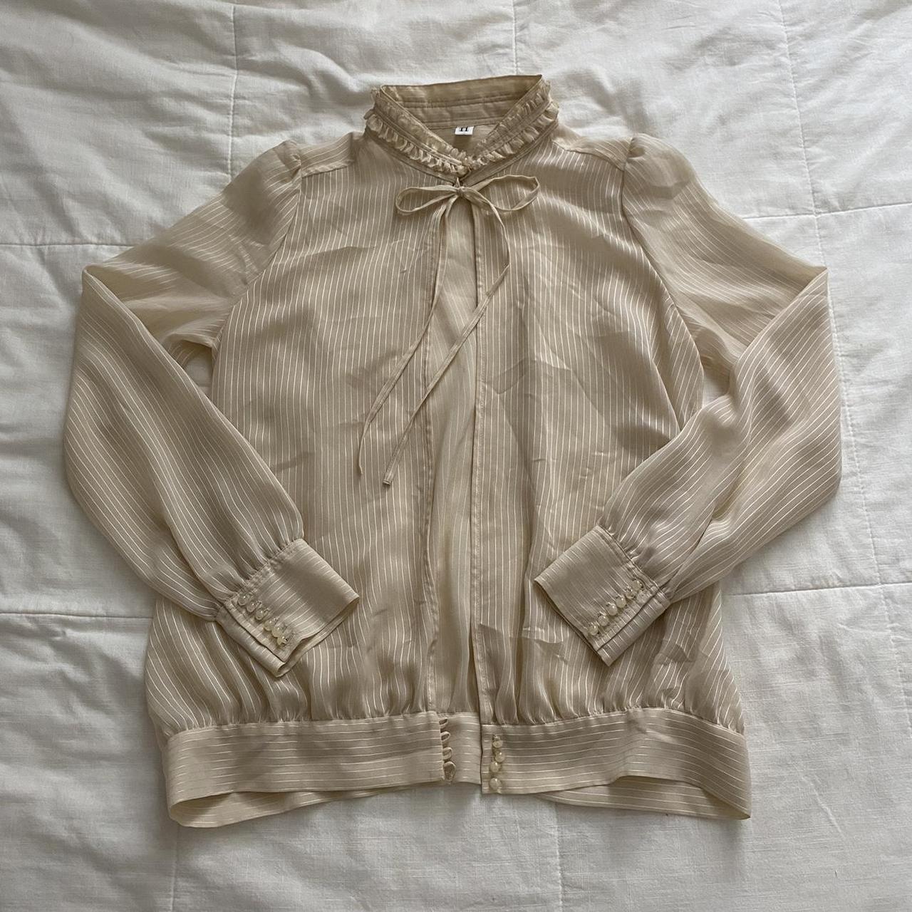 High neck Victorian style open front blouse. Perfect... - Depop