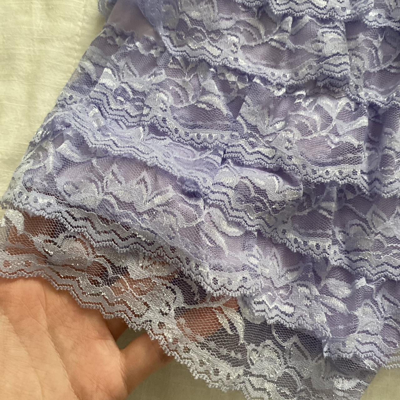 Lavender lace ruffle bloomer shorts. Super cute and... - Depop