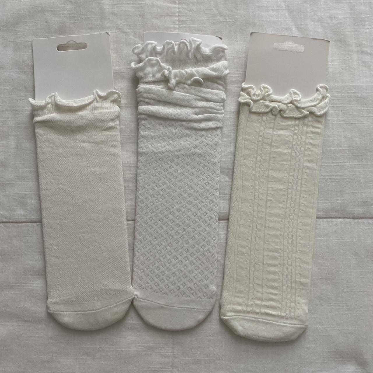 White ruffle socks ♥️ from Japan, set of 3 unused... - Depop